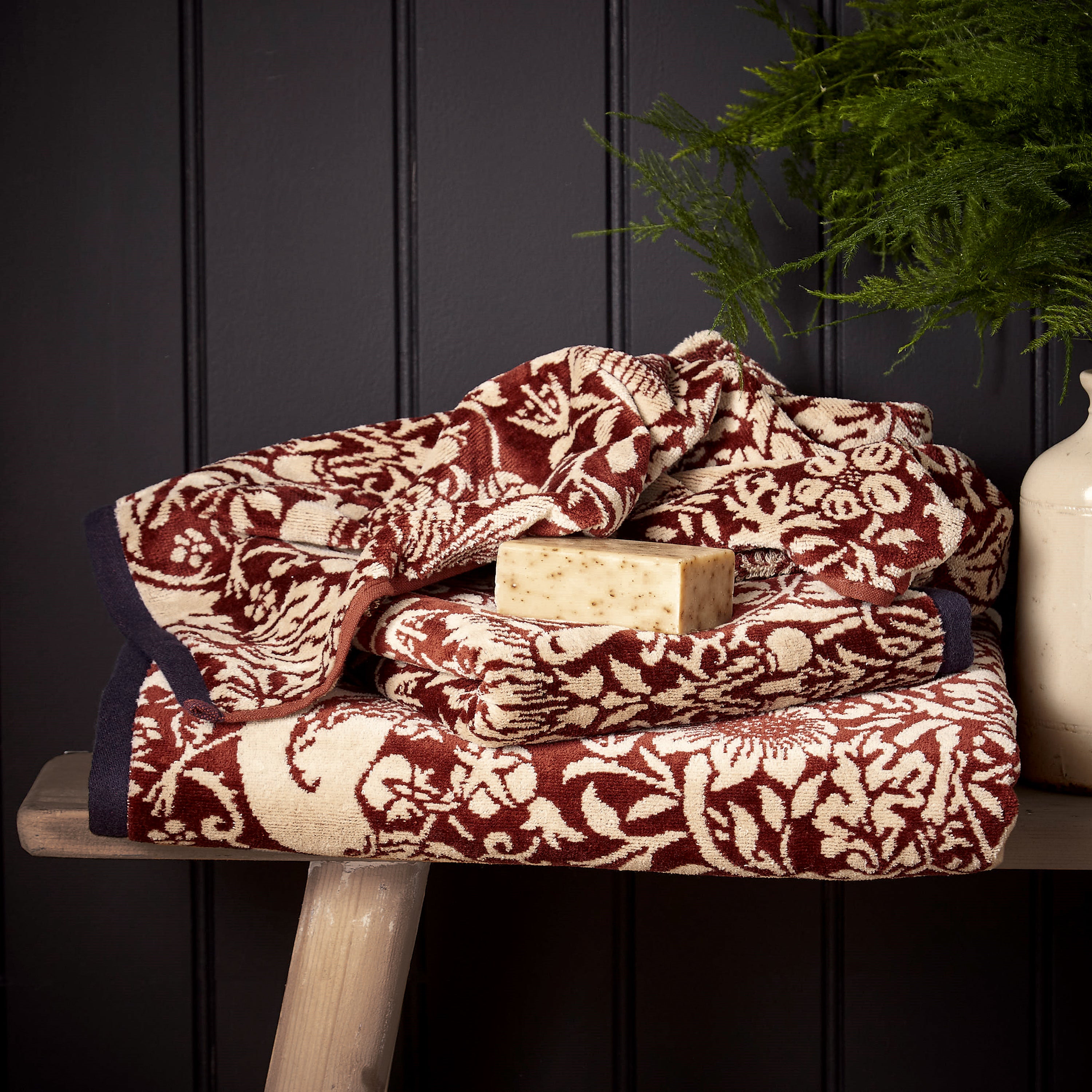 Morris & Co Strawberry Thief 60% Cotton/40% Modal 600gsm Towels ...